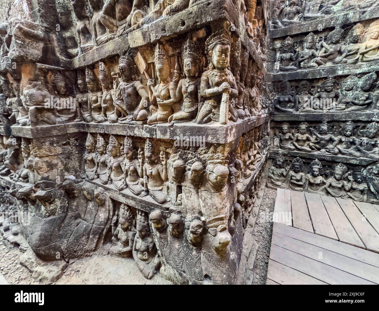 The Terrace of the Elephants, part of the walled city of Angkor Thom, a ...