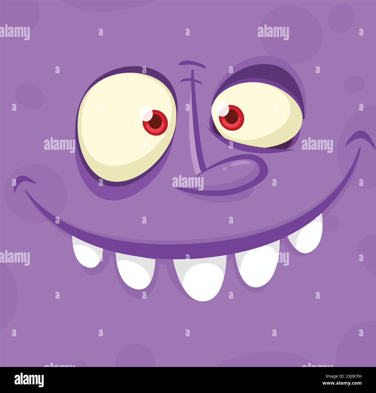 Cartoon monster face with funny expression opened mouth blank space ...