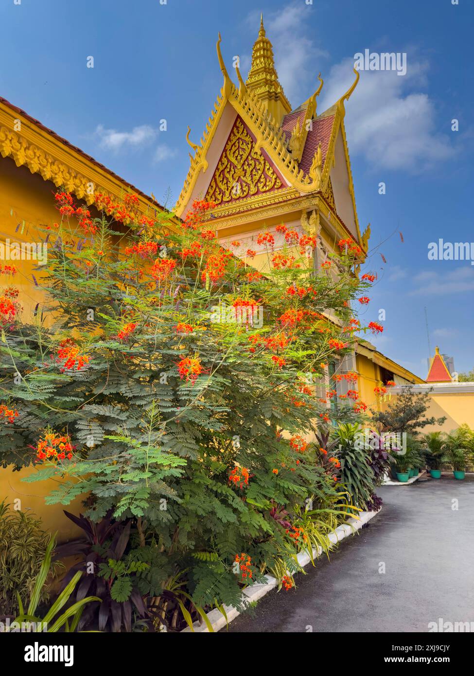 Exterior view of the Royal Palace grounds in Phnom Penh, Cambodia ...