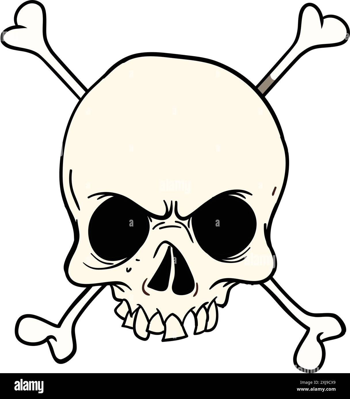 Cartoon green zombie skull reaper design with scary face expression ...