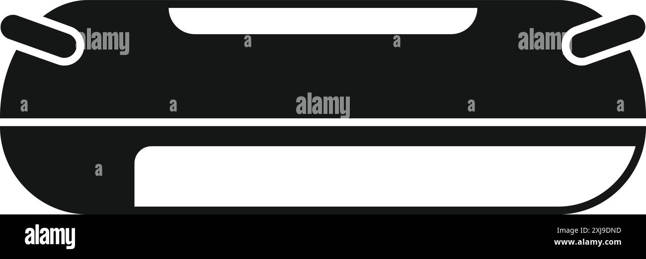 Black silhouette of an inflatable rescue raft with handles, designed ...