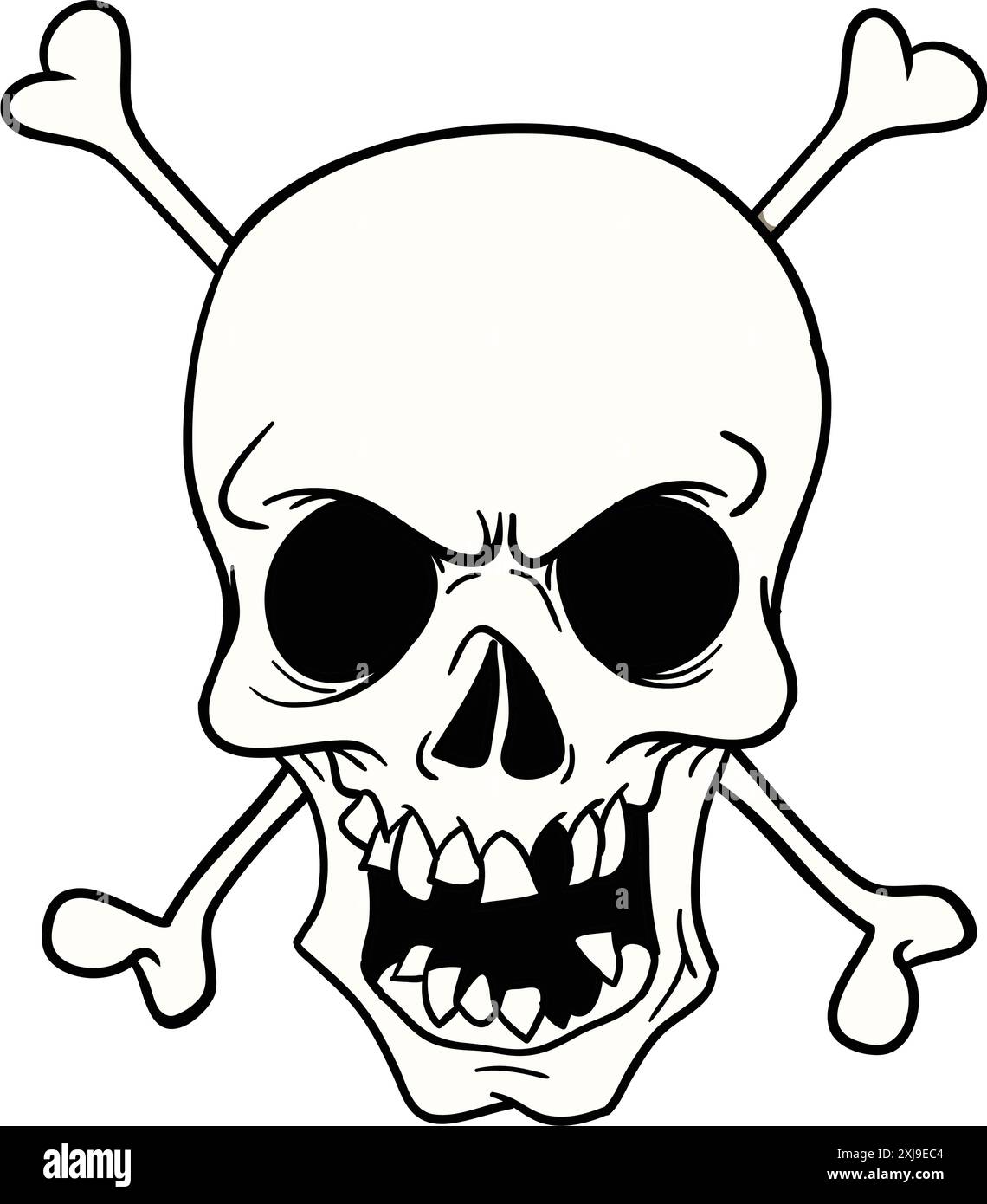 Cartoon green zombie skull reaper design with scary face expression ...