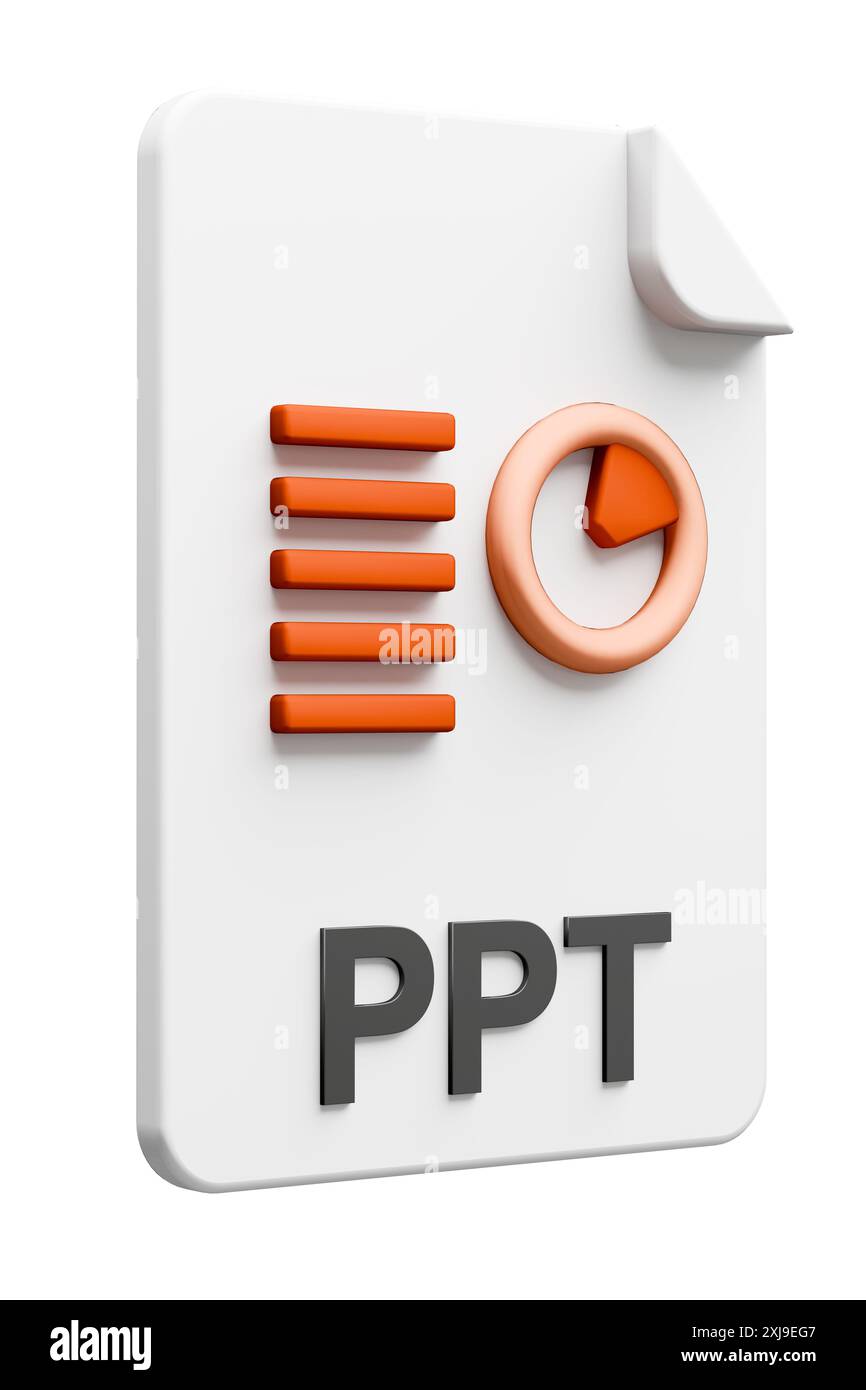 Threedimensional file type icon for the presentation document file ...