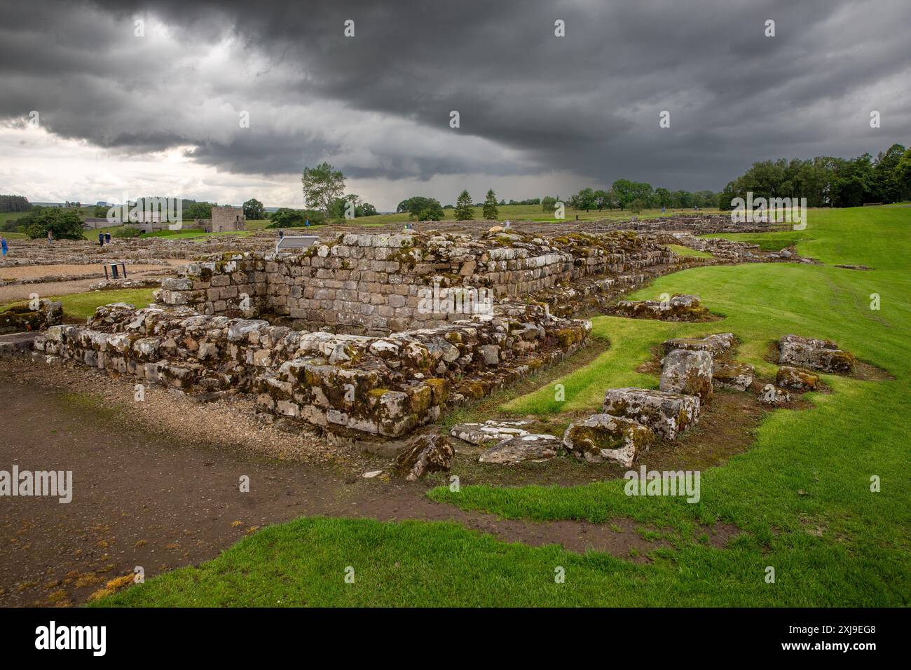 The ruins of Vindolanda a Roman auxiliary fort (castrum) just south of ...