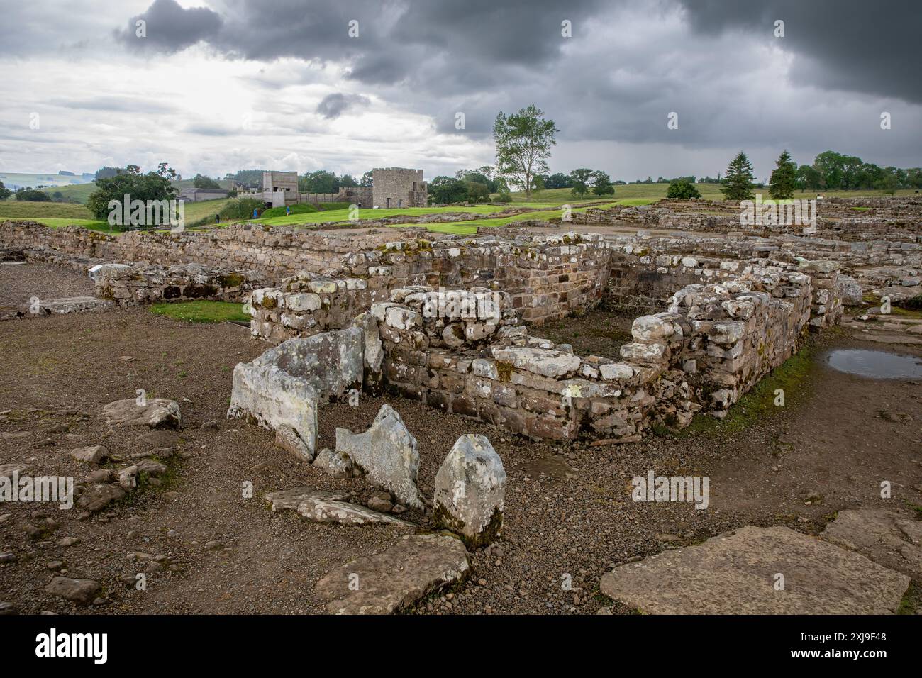 The ruins of Vindolanda a Roman auxiliary fort (castrum) just south of ...