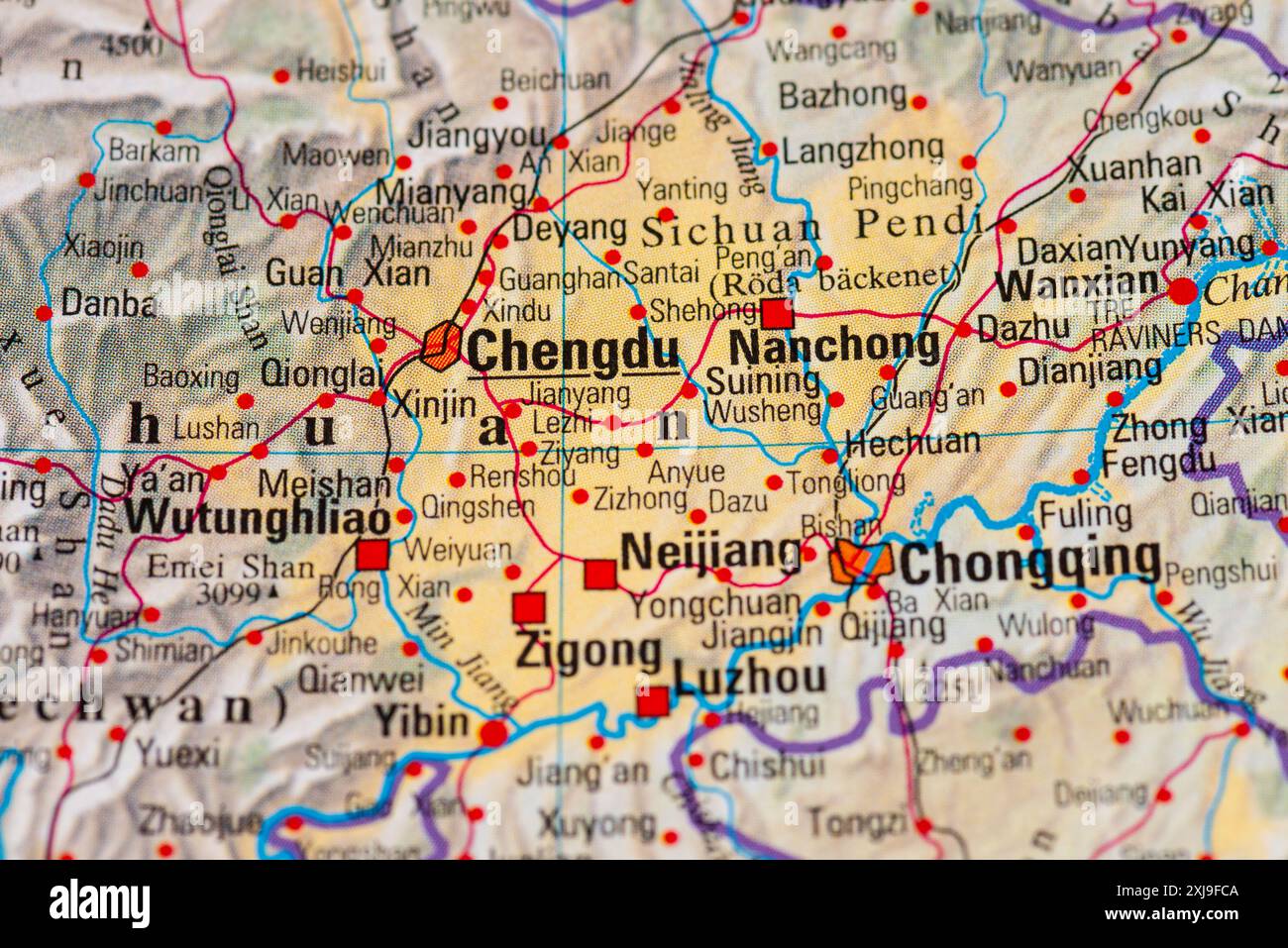 Gothenburg, Sweden - February 20 2022: Map of Chengdu area in China ...
