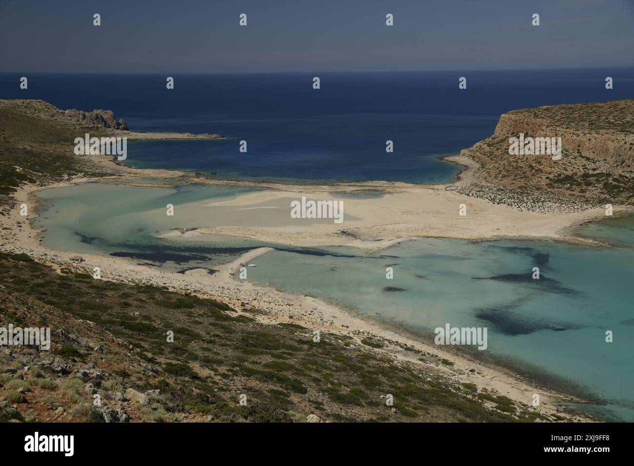 Balos Lagoon Beach and Cape Tigani, elevated view, Gramvousa Peninsula ...