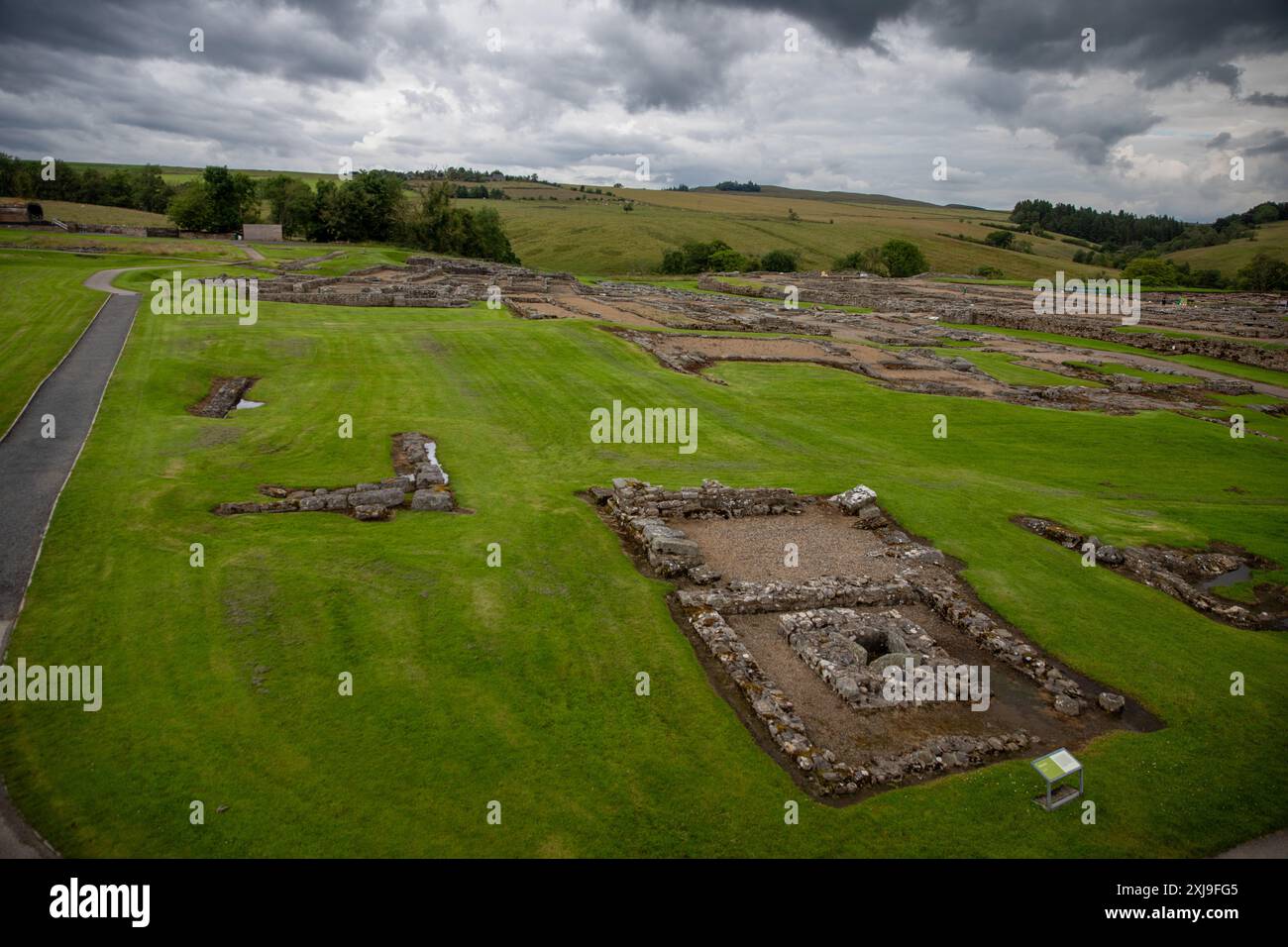 The ruins of Vindolanda a Roman auxiliary fort (castrum) just south of ...