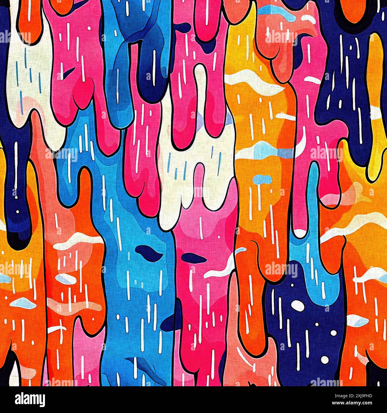 Fun dripping paint effect digital pattern with whimsical ink splodge ...