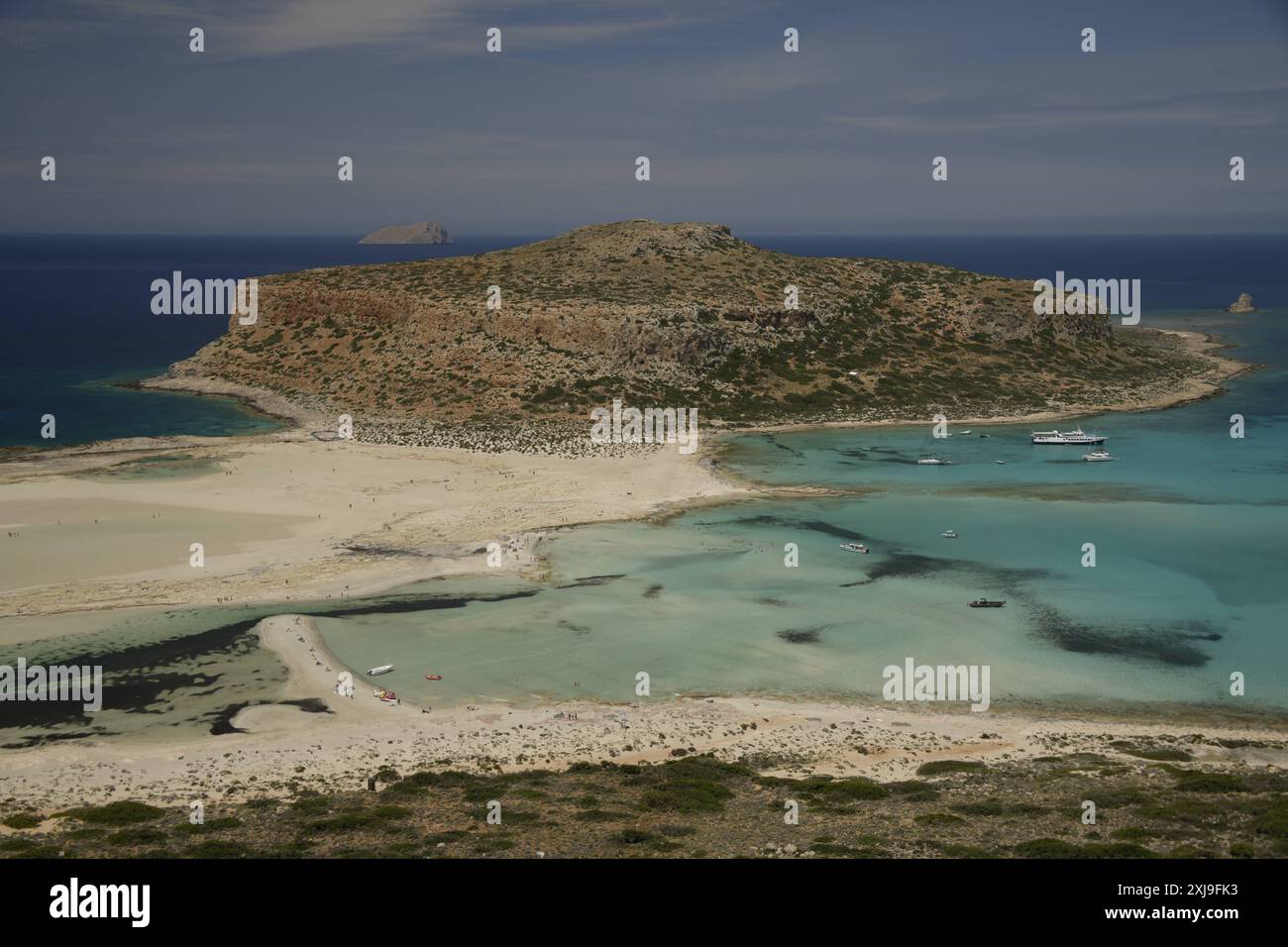 Balos Lagoon Beach and Cape Tigani, elevated view, Gramvousa Peninsula ...