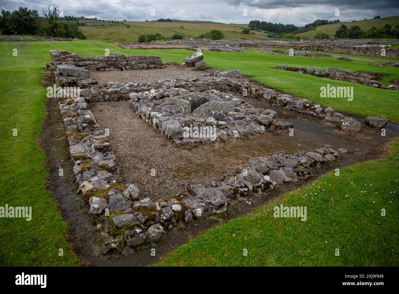 The ruins of Vindolanda a Roman auxiliary fort (castrum) just south of ...