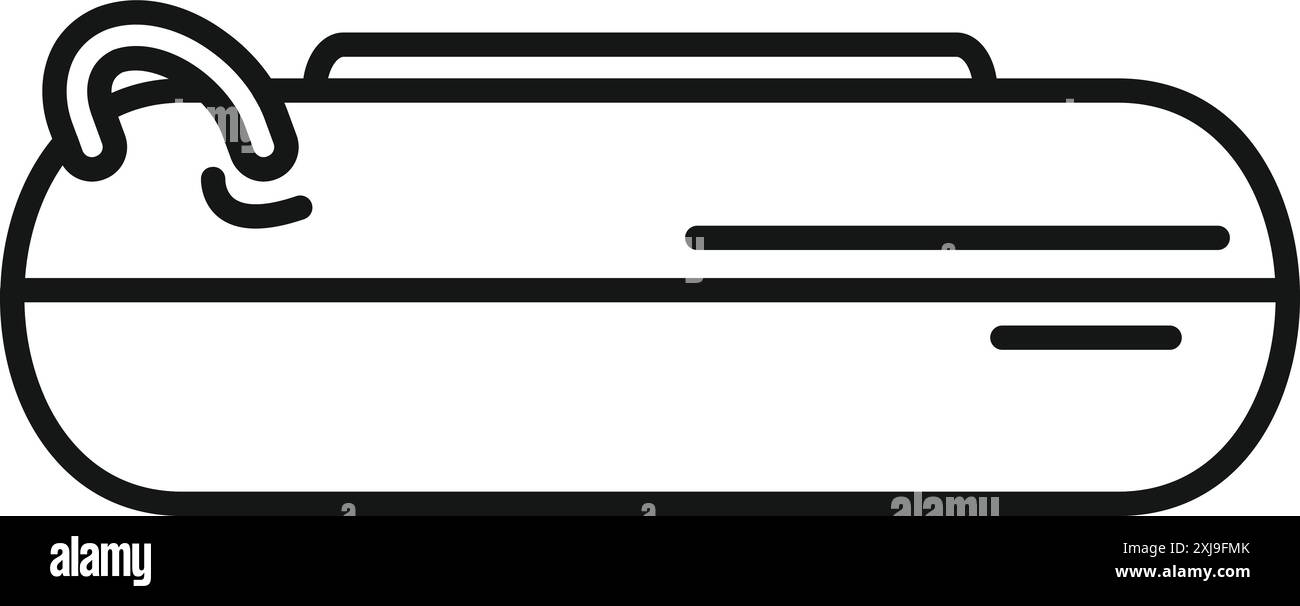 Black and white line art of an inflatable boat floating on water Stock ...