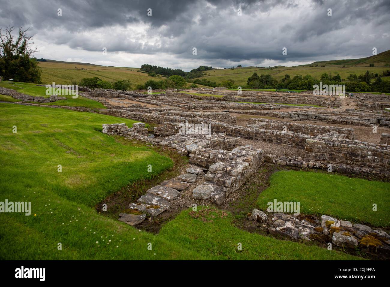 The ruins of Vindolanda a Roman auxiliary fort (castrum) just south of ...