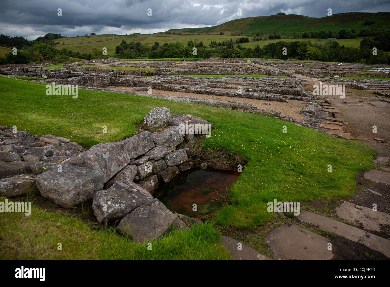 The ruins of Vindolanda a Roman auxiliary fort (castrum) just south of ...
