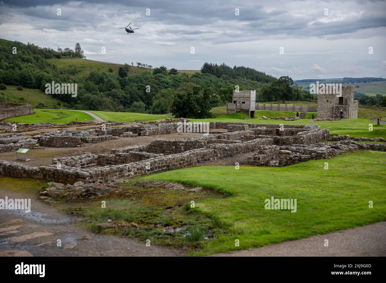 The ruins of Vindolanda a Roman auxiliary fort (castrum) just south of ...
