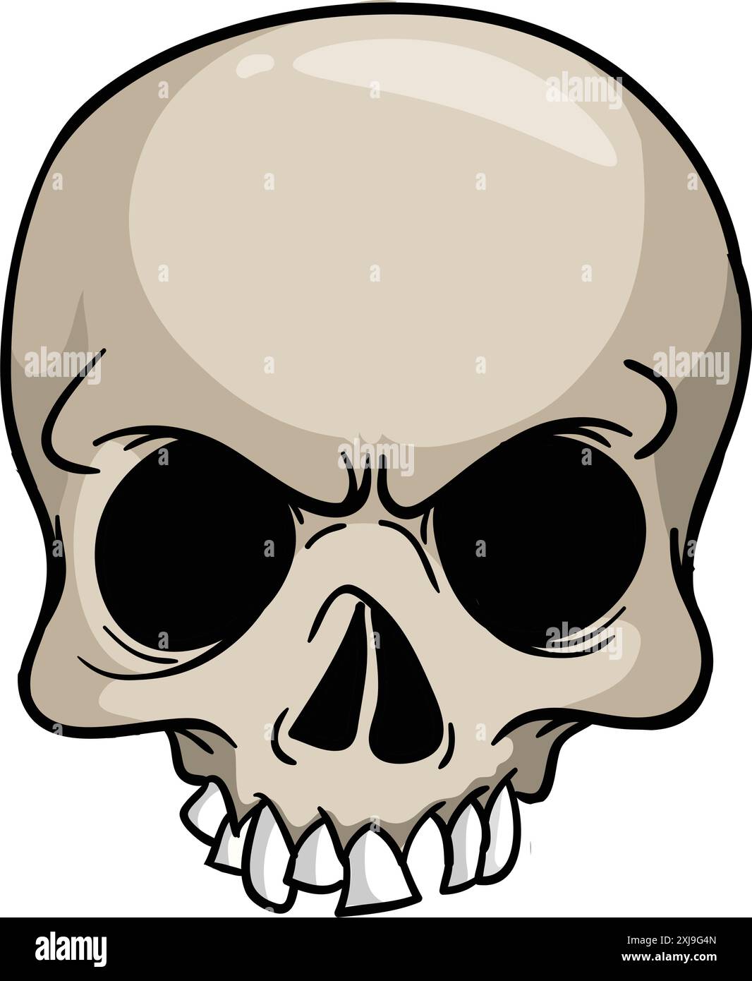 Cartoon green zombie skull reaper design with scary face expression ...