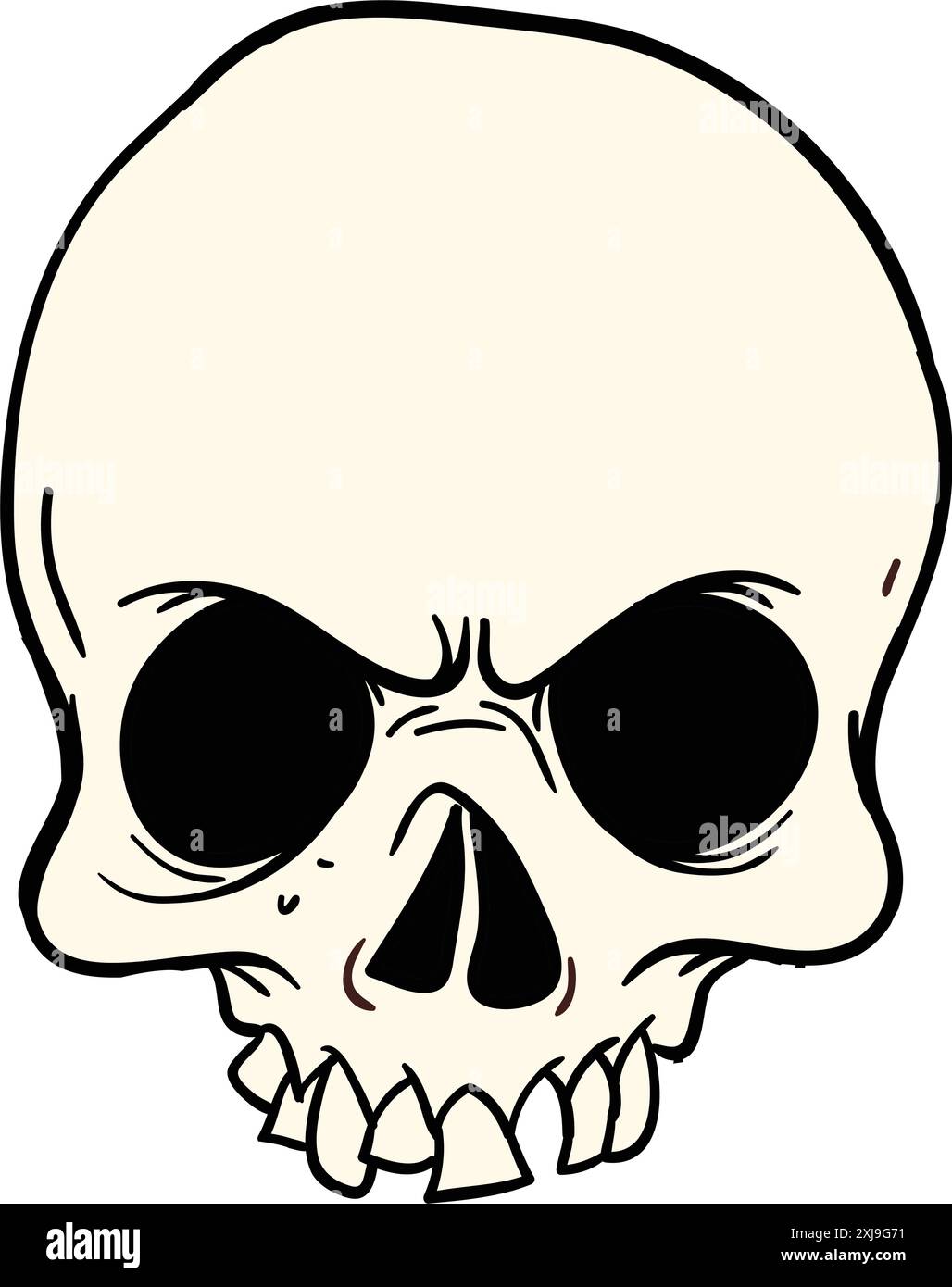 Cartoon green zombie skull reaper design with scary face expression ...