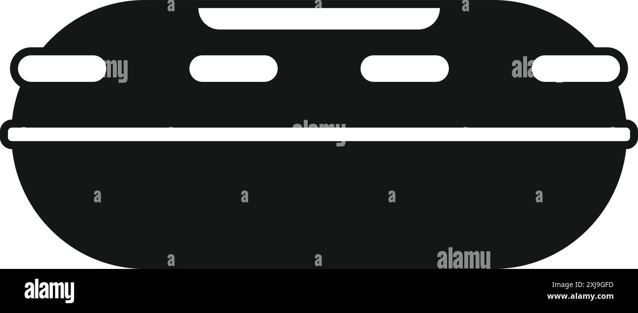 Minimalist icon of an inflatable boat floating on water Stock Vector ...