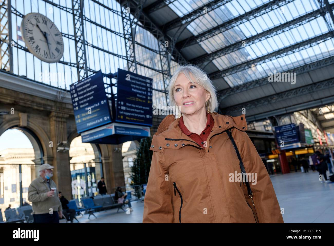 Nadine Dorries Conservative MP until 2023 pictured at Liverpool Lime Street train station Stock ...