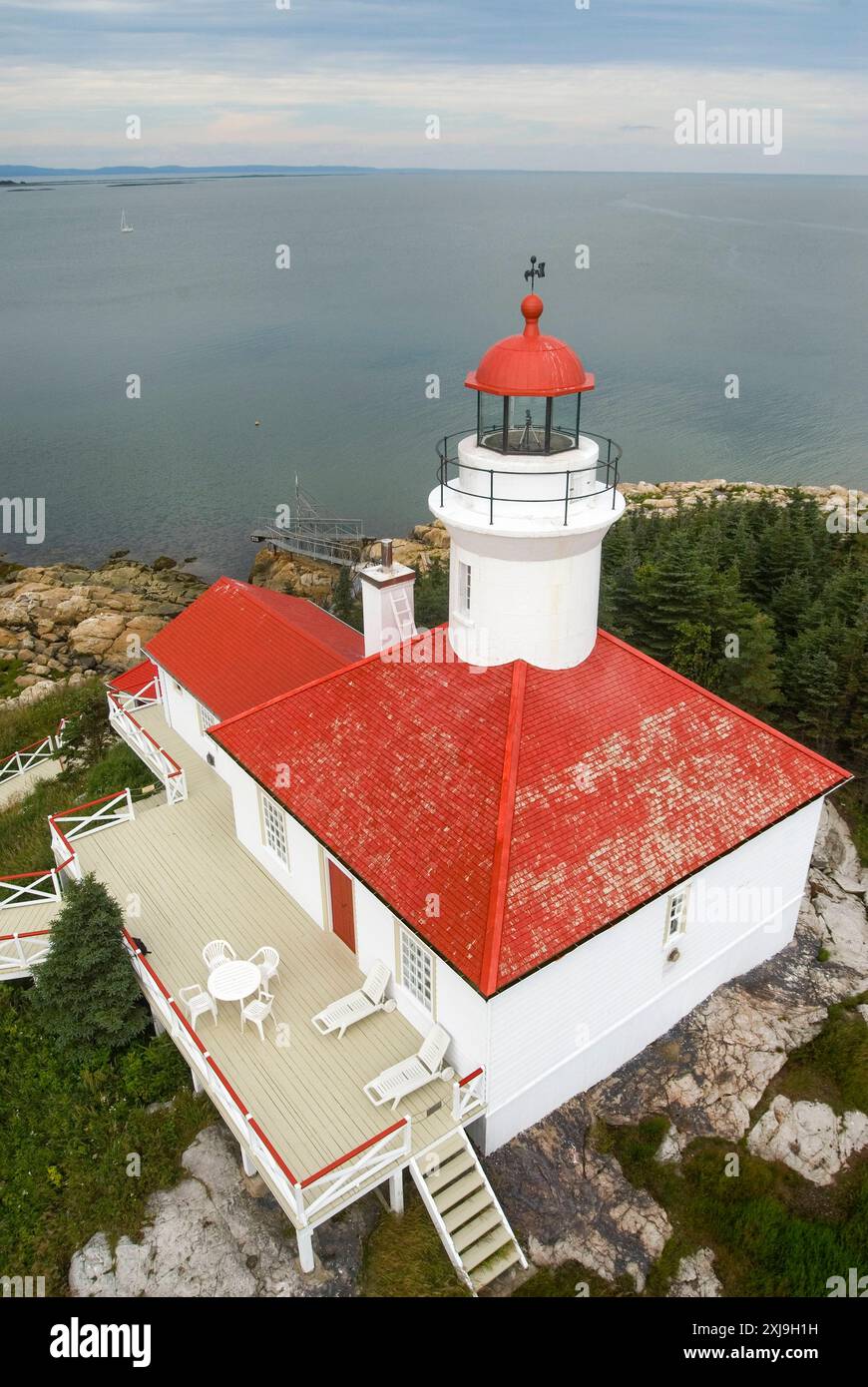 Lighthouse on Pot a l Eau-de-Vie islands, Quebec province, Canada ...