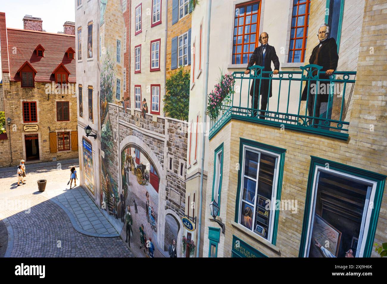 Mural painting, Petit Champlain district, Quebec City, Province of ...