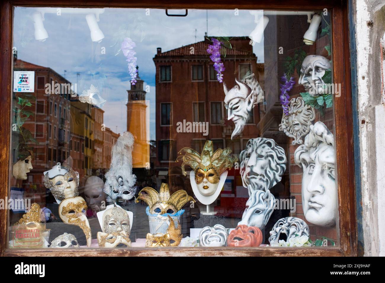A shop window showing carnival masks, Venice, UNESCO World Heritage ...