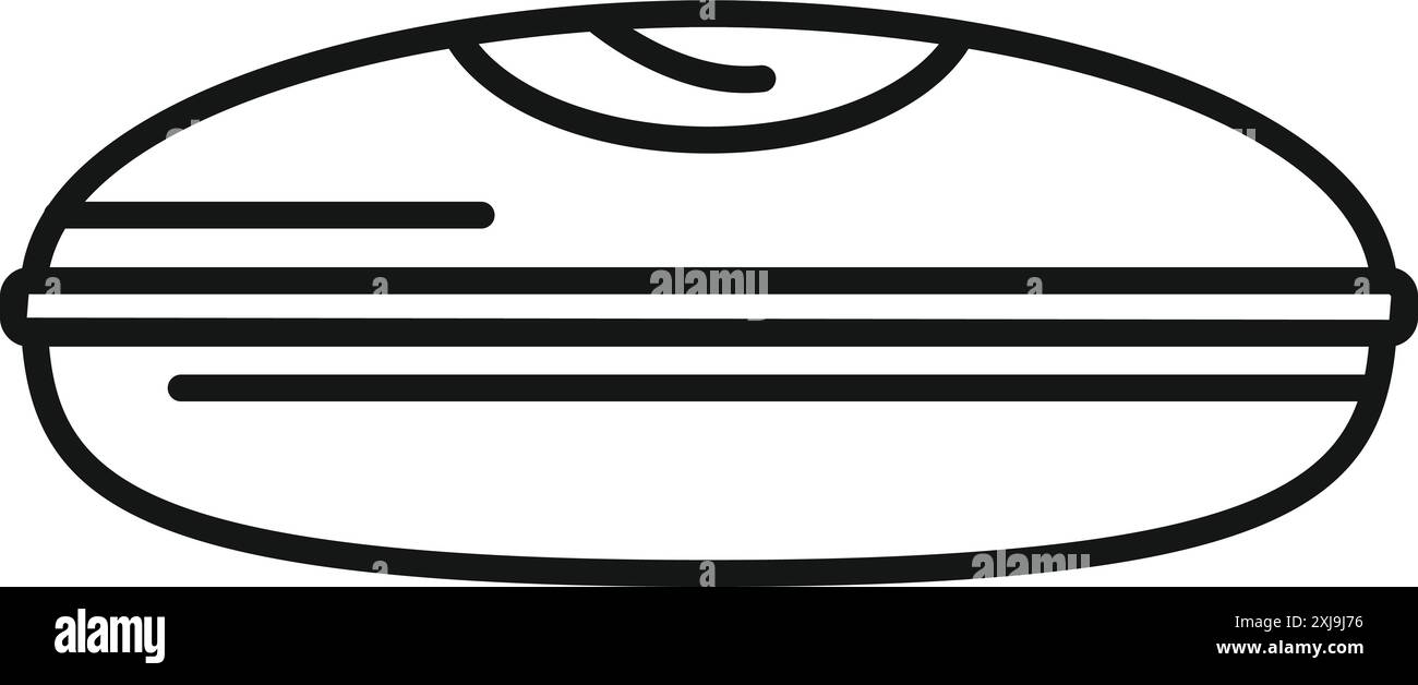 Line drawing of a round plastic food container keeping food fresh and ...