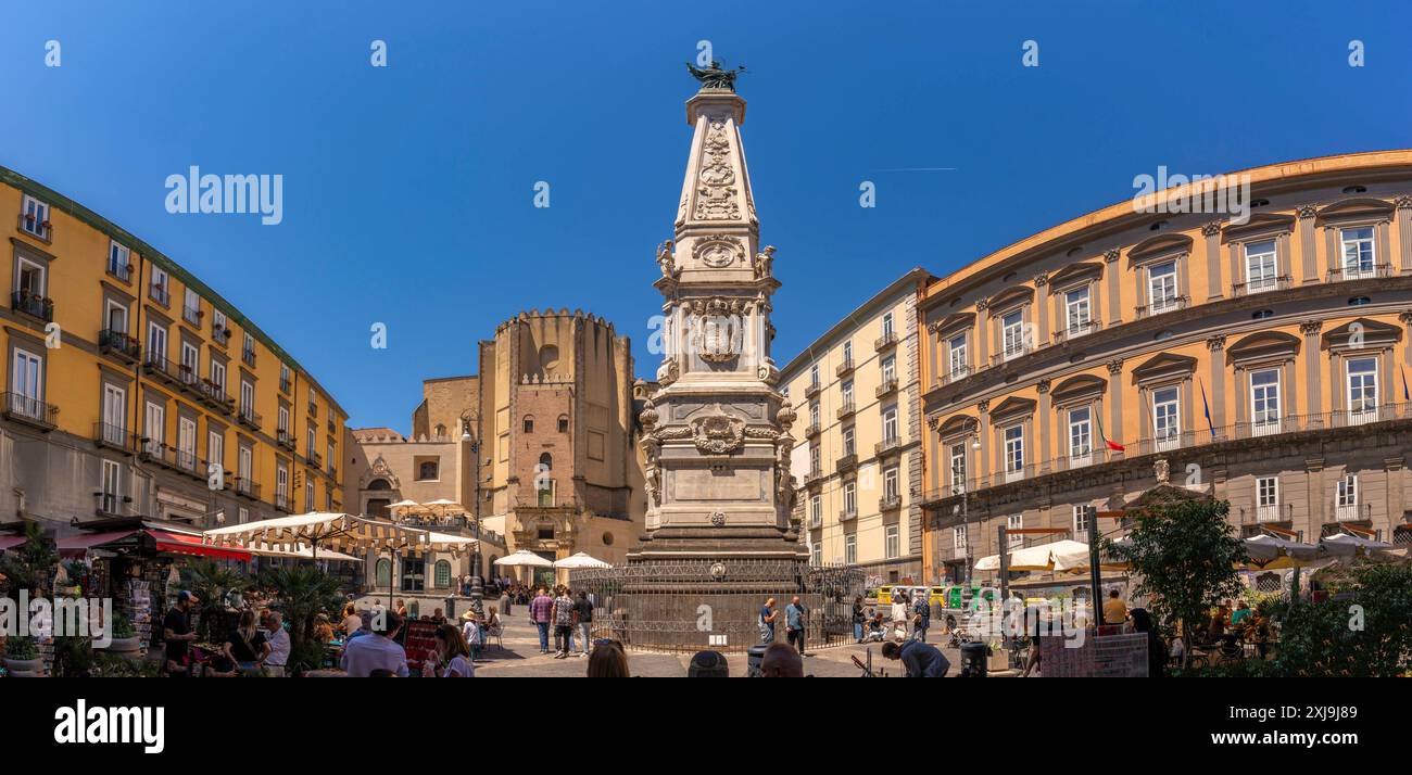 View of Obelisco di San Domenico and cafes in Piazza San Domenico ...