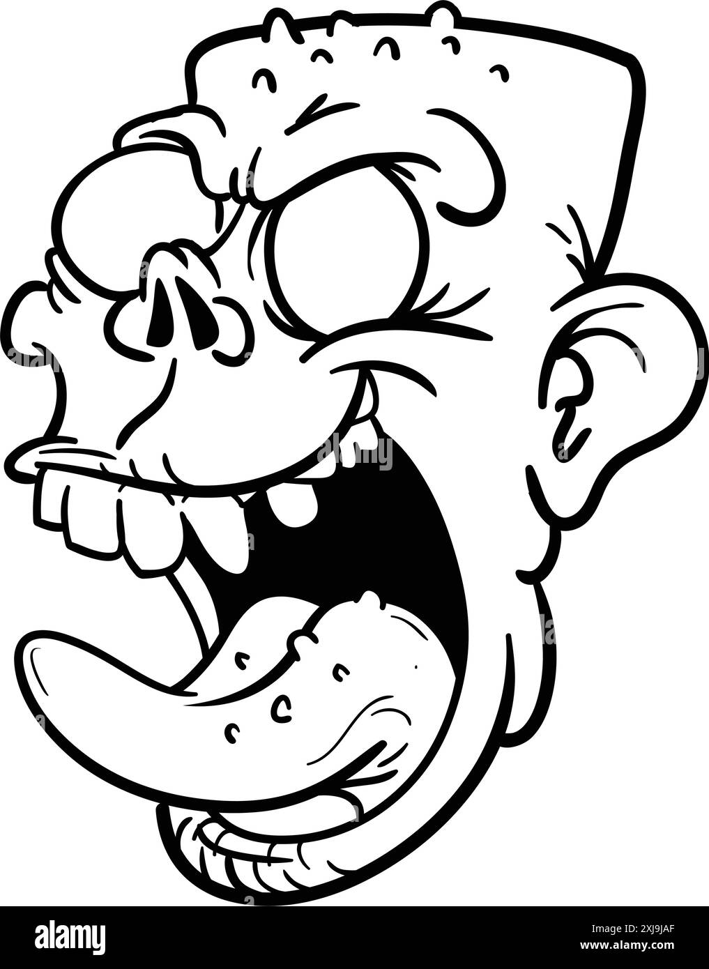 Cartoon green zombie skull reaper design with scary face expression ...