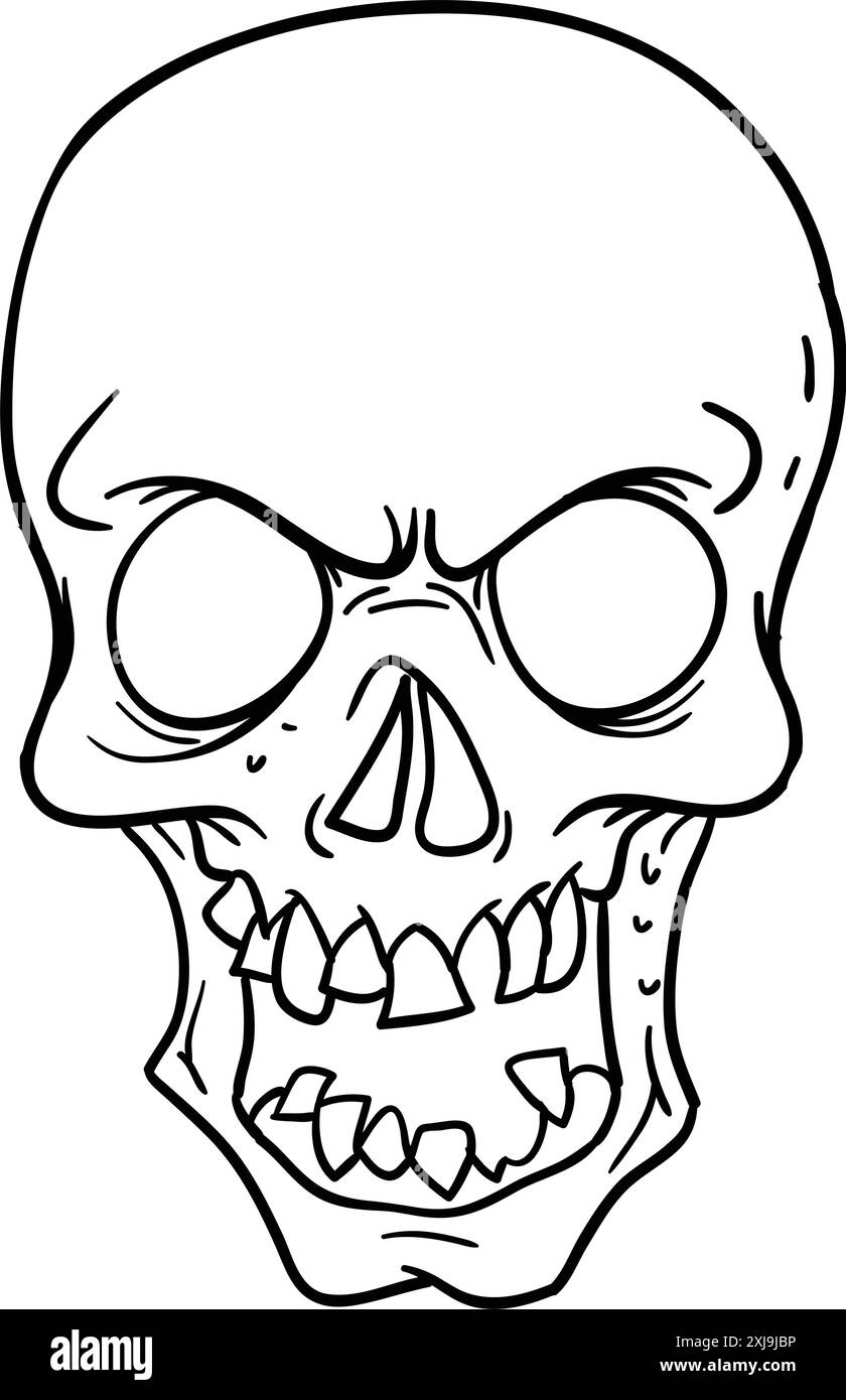 Cartoon green zombie skull reaper design with scary face expression ...