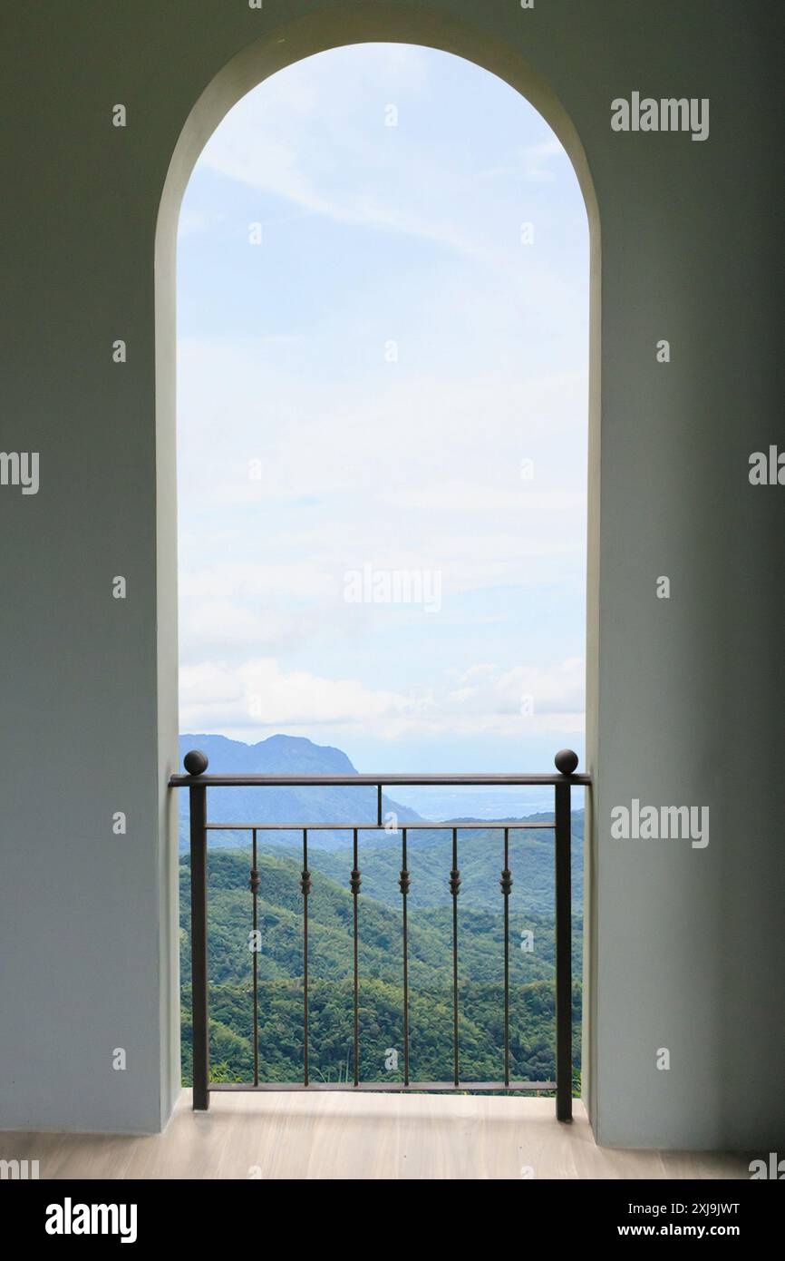 Balcony view with mountain Stock Photo - Alamy