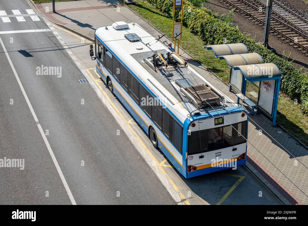 OSTRAVA, CZECH REPUBLIC - SEPTEMBER 13, 2023: Top roof view at Solaris ...