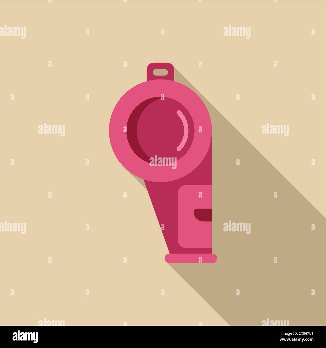 Pink whistle is casting a long shadow over a light brown background ...
