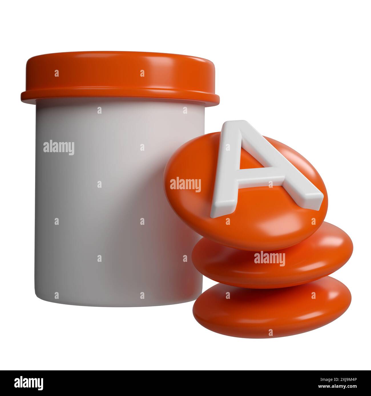 3D tube Vitamin A tablet mockup and orange tablets pharmacy icon for ...