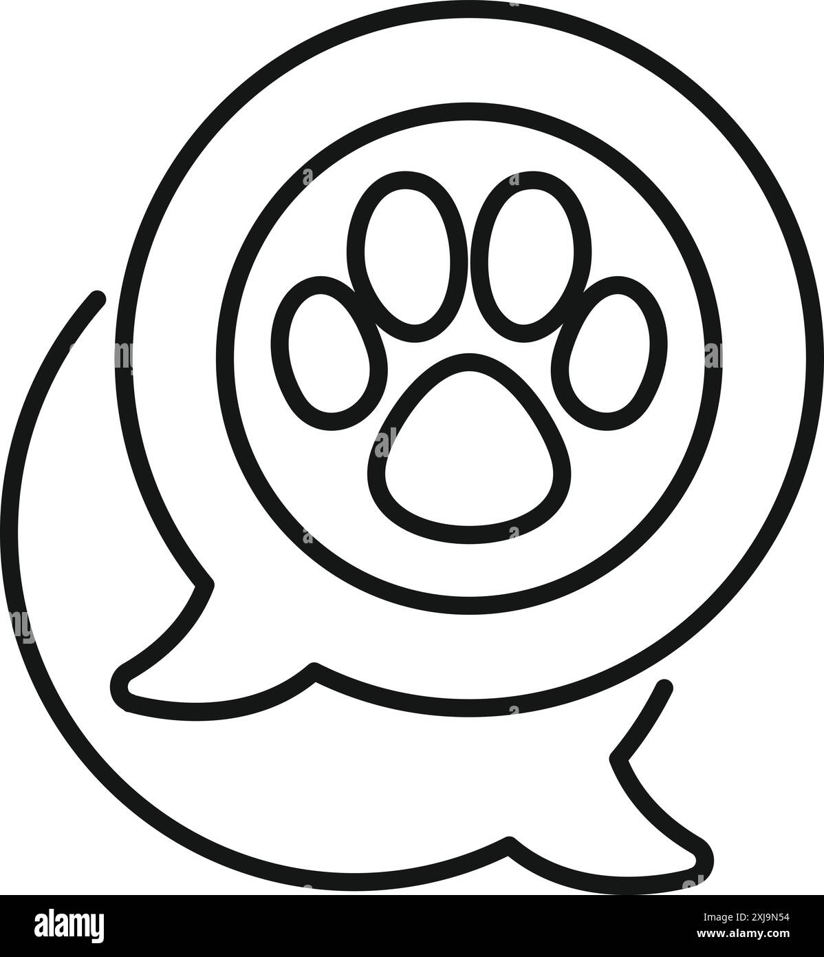 Speech bubble is showing a paw print, representing communication about ...
