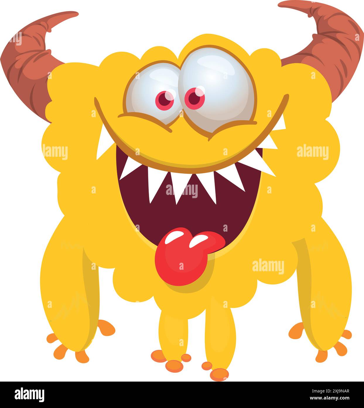 Funny cartoon smiling monster character. Illustration of cute and happy ...