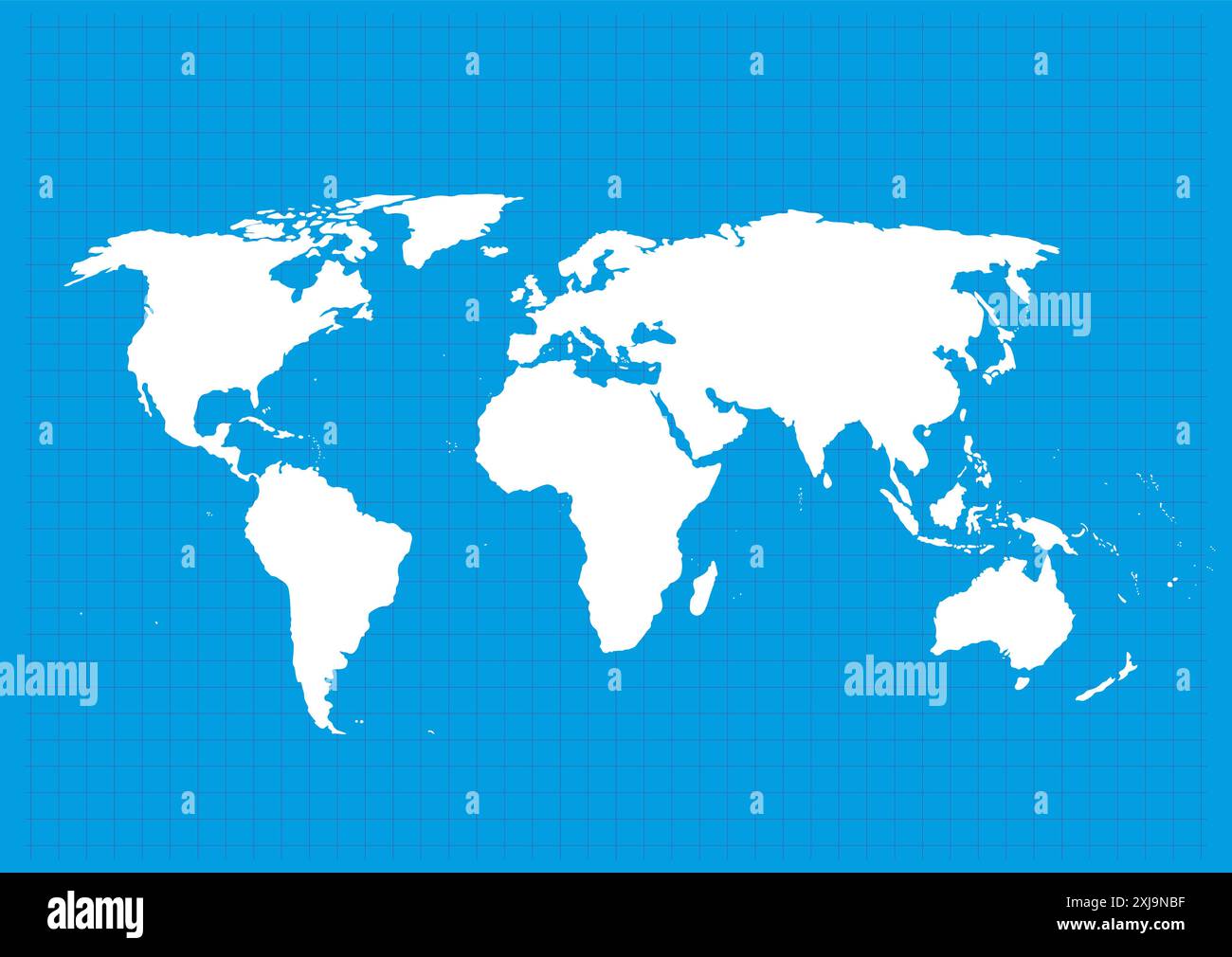World map and grid on blue background. Vector illustration Stock Vector ...