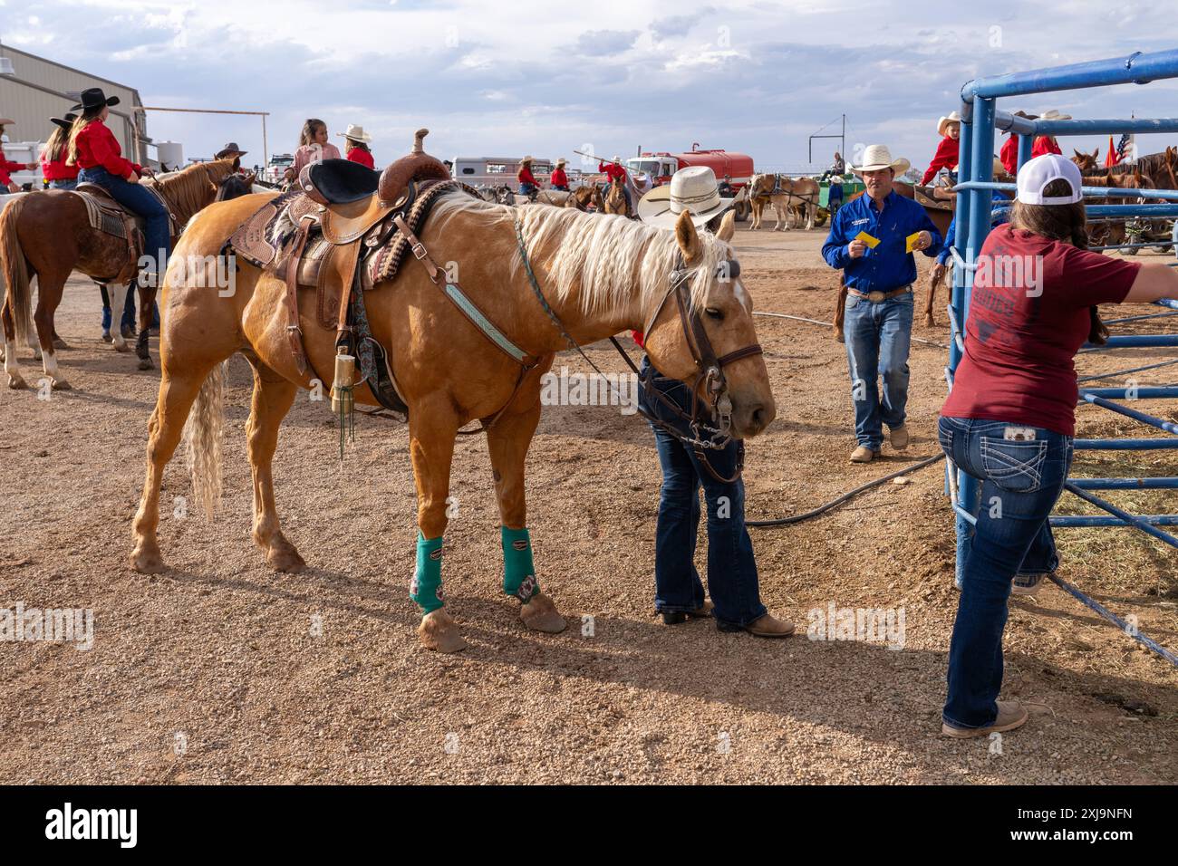 Cowgirls getting ready before a rodeo in a small town in rural Utah ...
