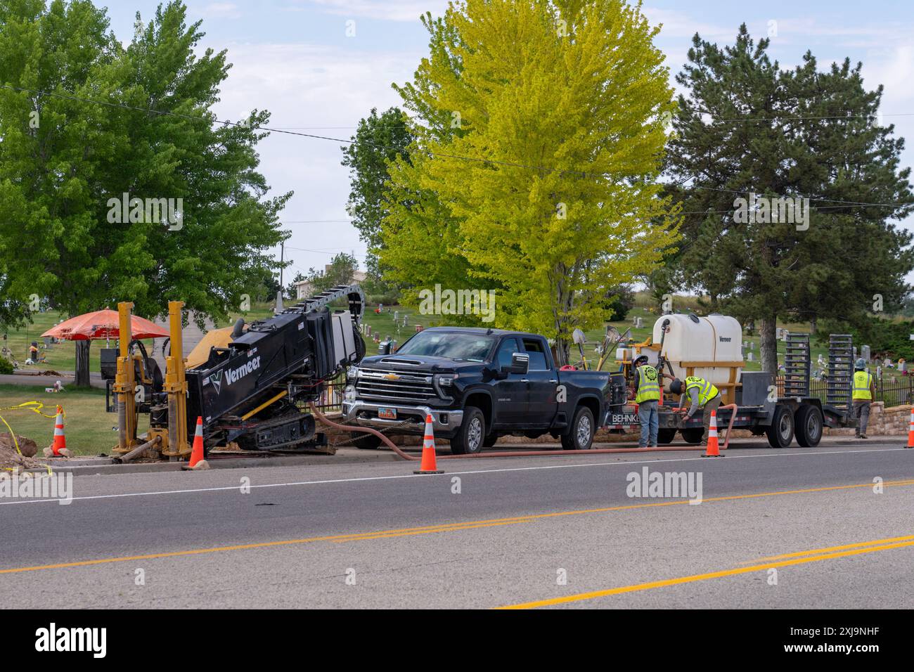 A Vermeer directional drill or boring machine for installing plastic ...
