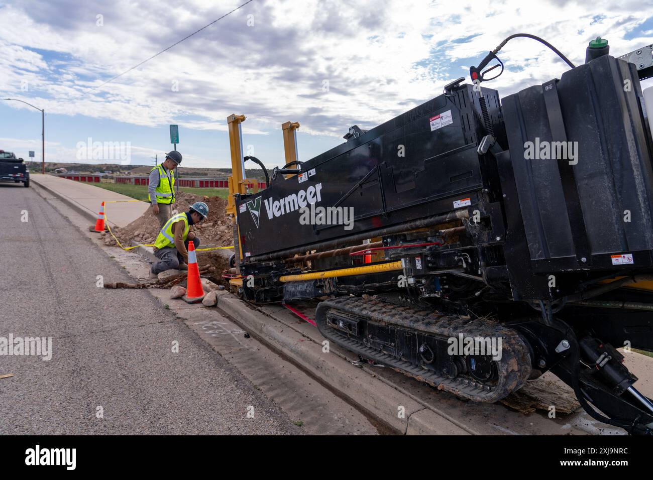 A Vermeer directional drill or boring machine for installing plastic ...