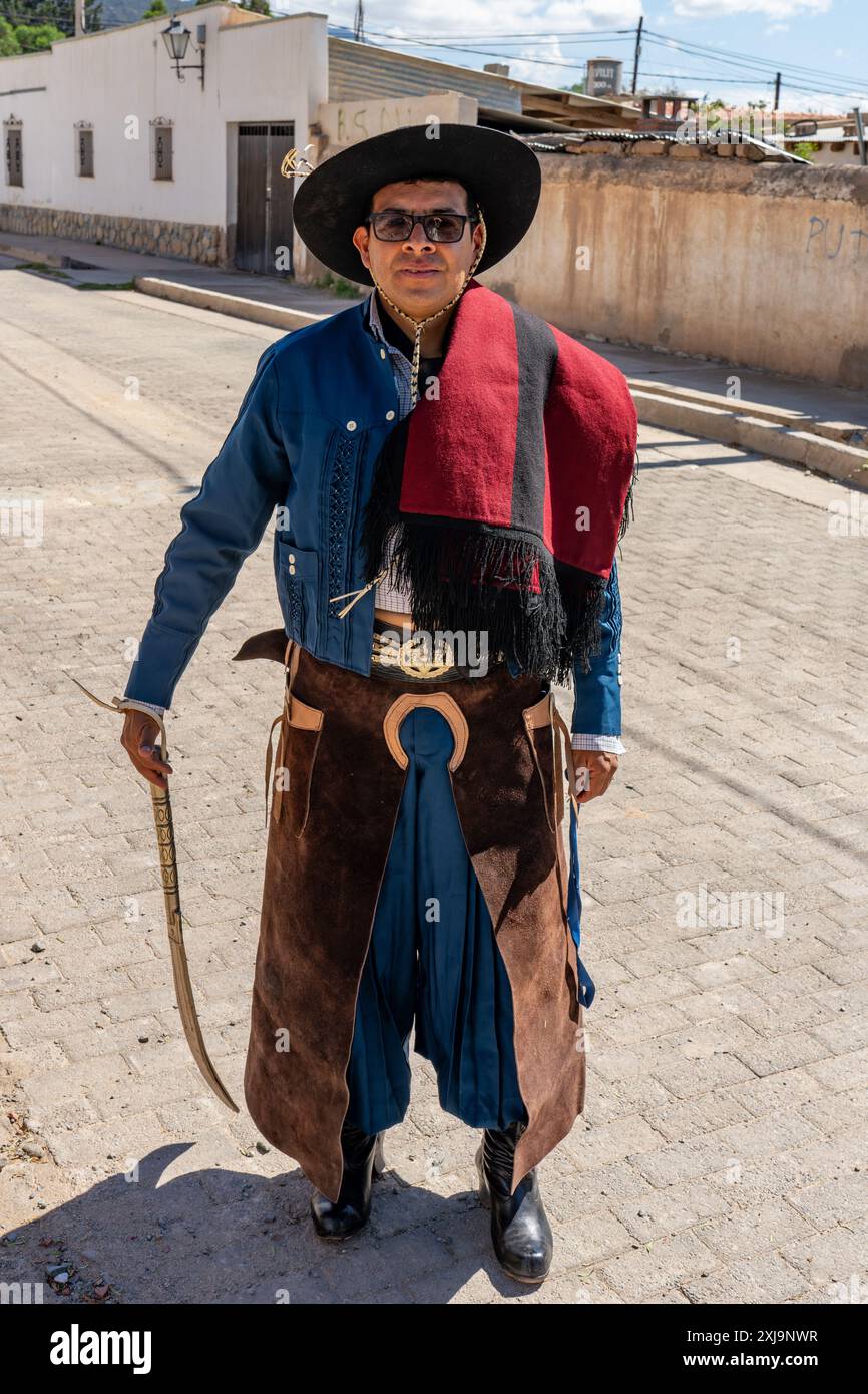 An Argentine gaucho in his traditional outfit, including the bombacha ...