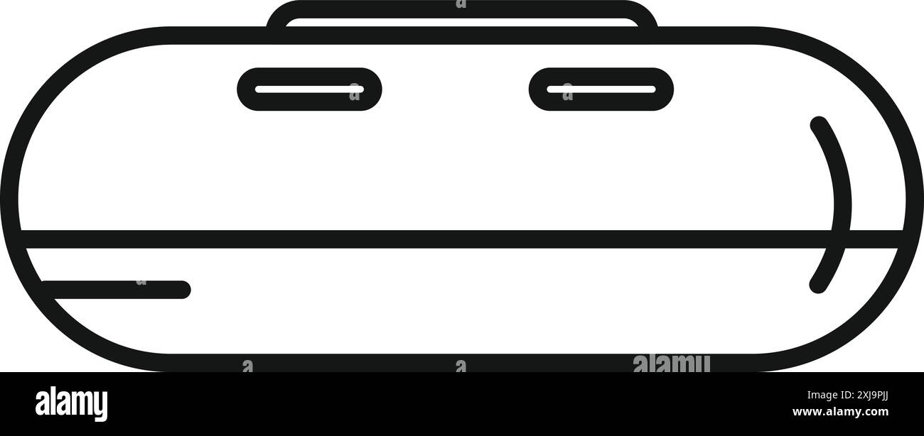 Simple black and white line drawing of a rubber fishing boat floating ...