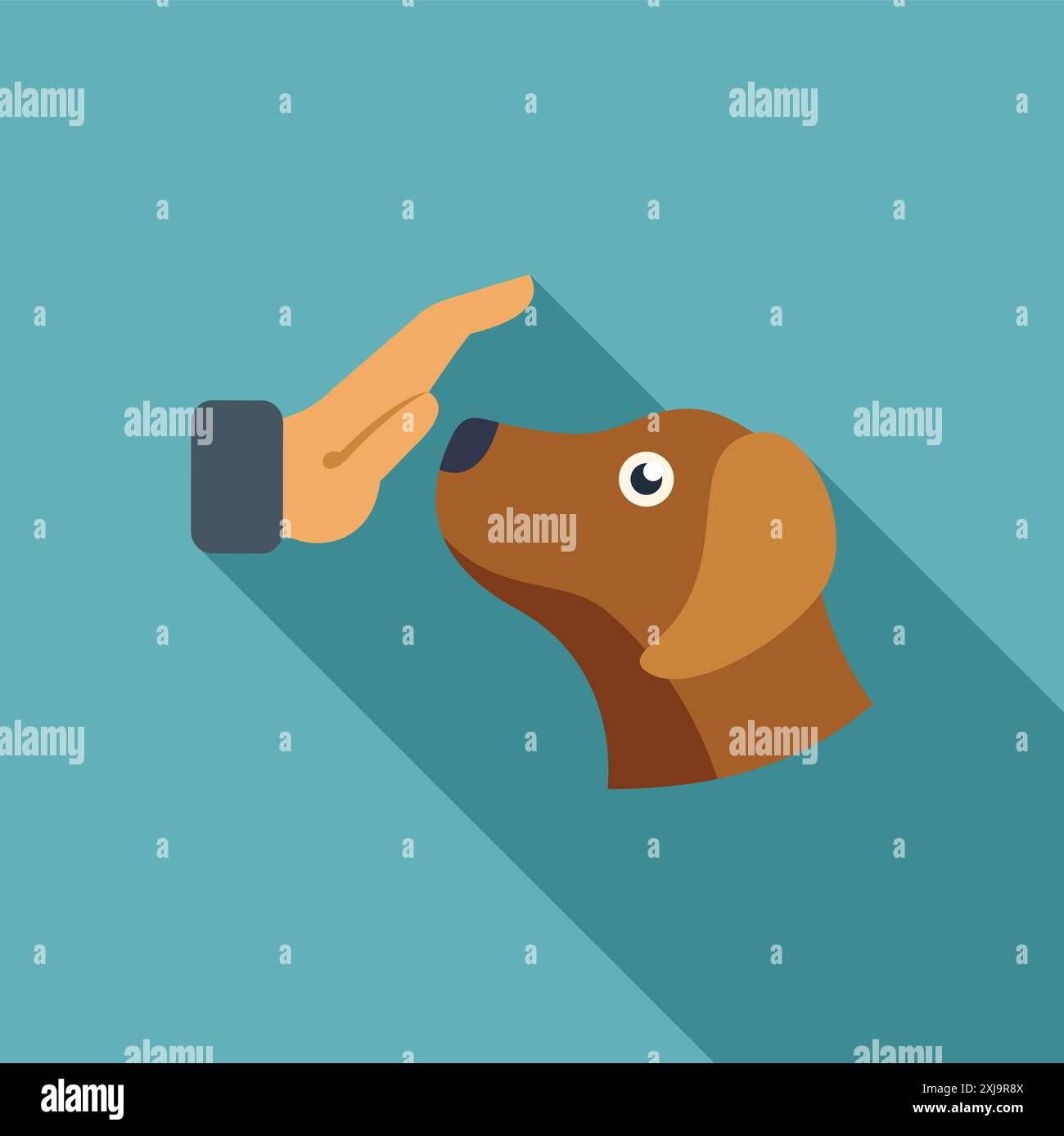 Dog owner is training their pet dog, teaching it basic commands and ...