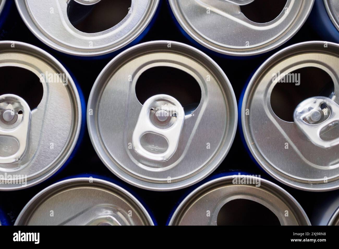 Empty aluminium drink cans recycling background concept Stock Photo - Alamy