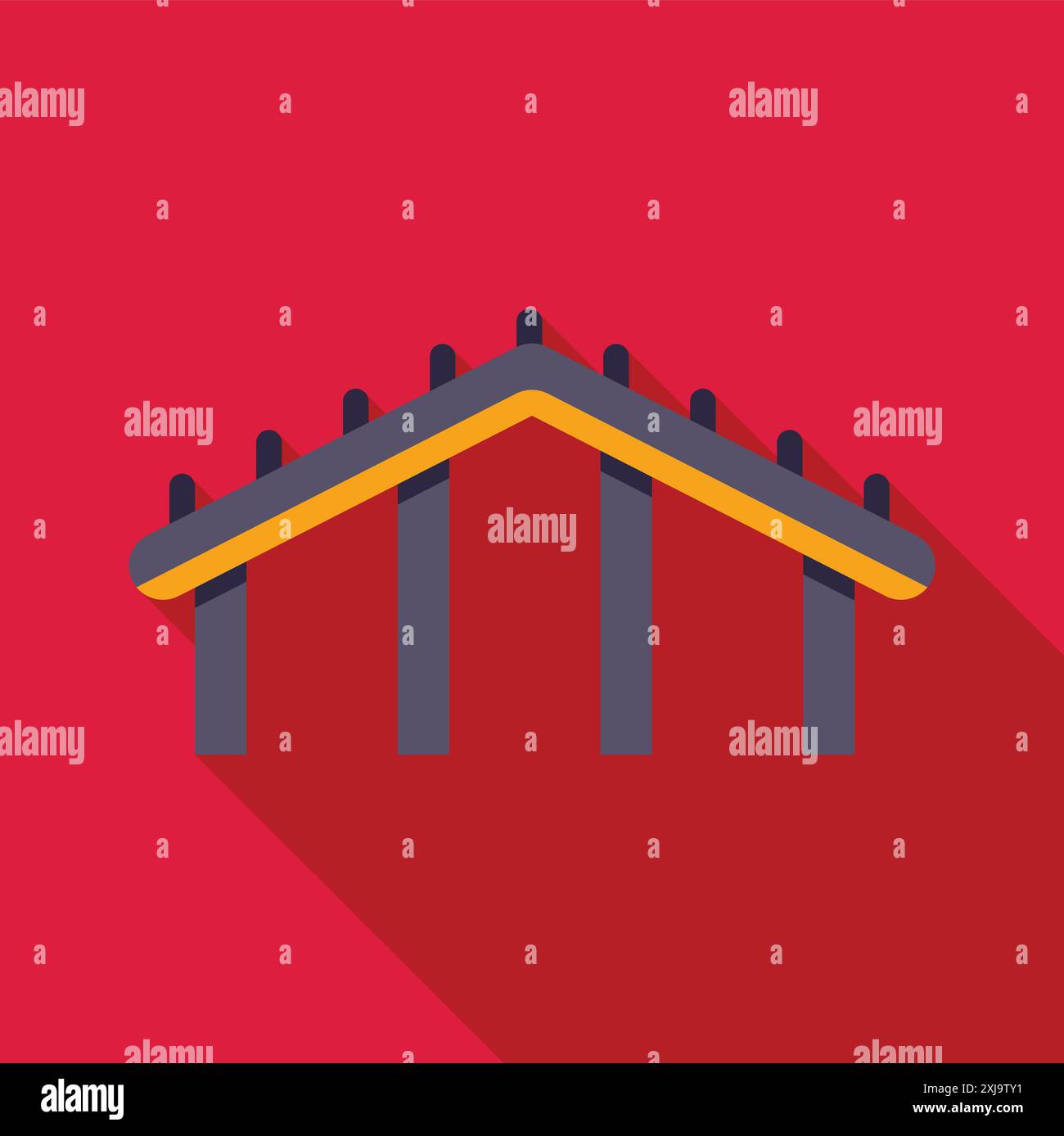 Simple icon representing a house roof truss system during construction ...