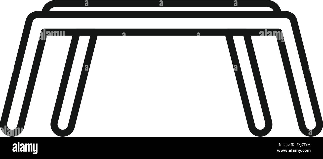 Simple line icon of a modern table with thin legs, representing ...