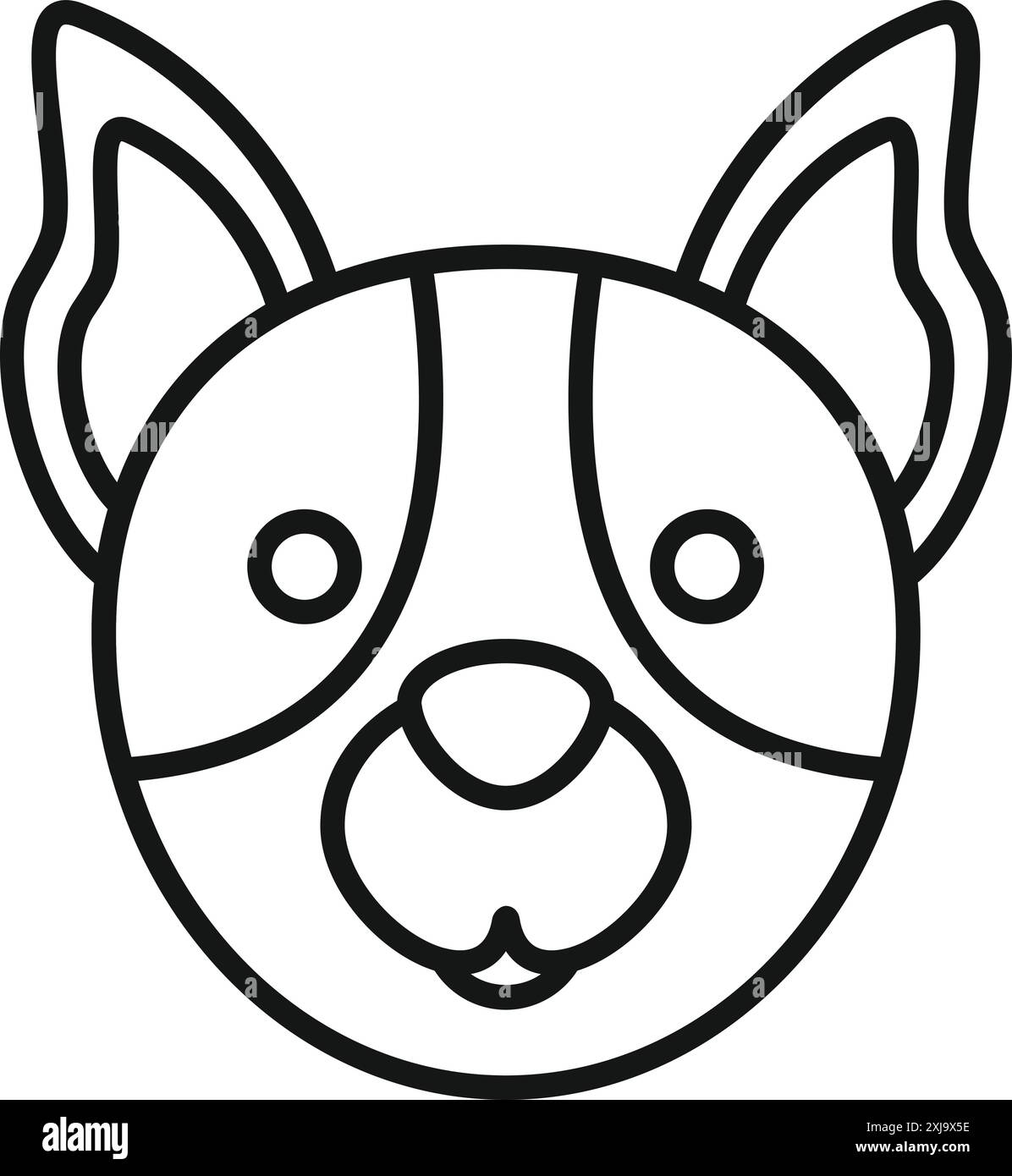 Simple line drawing of a dog face with big ears looking forward Stock ...