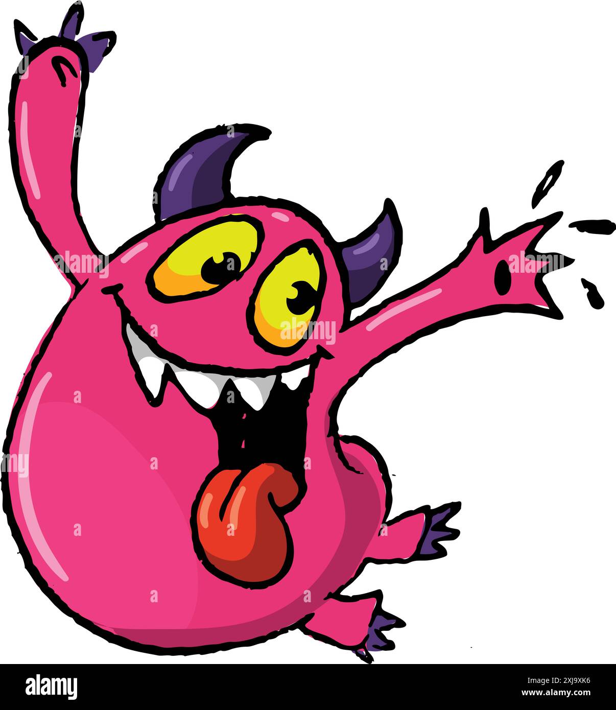 Funny cartoon monster creature. Vector Halloween illustration Stock ...