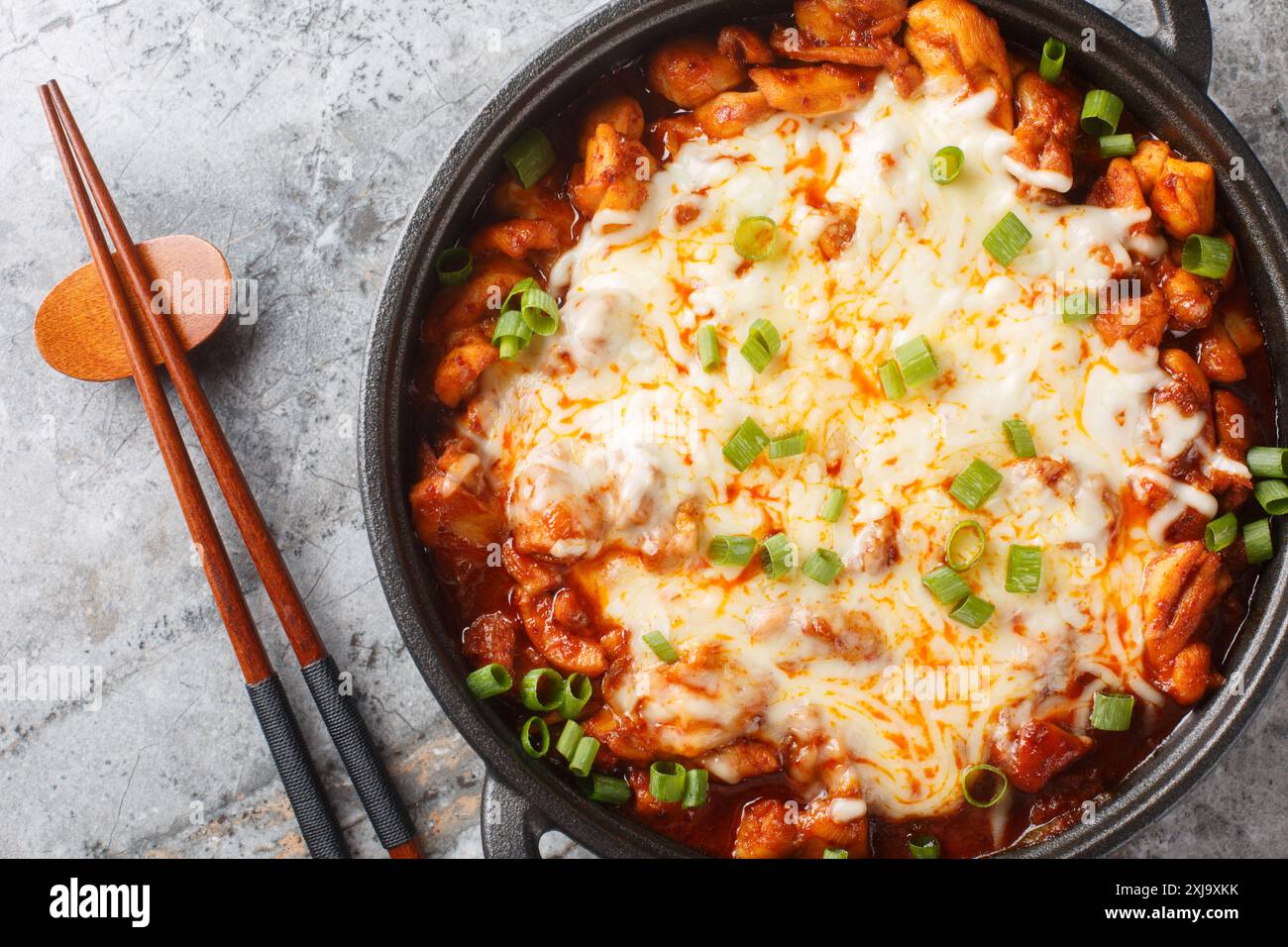 Korean Buldak Fire Chicken made of stir-fried spicy chicken thats been ...