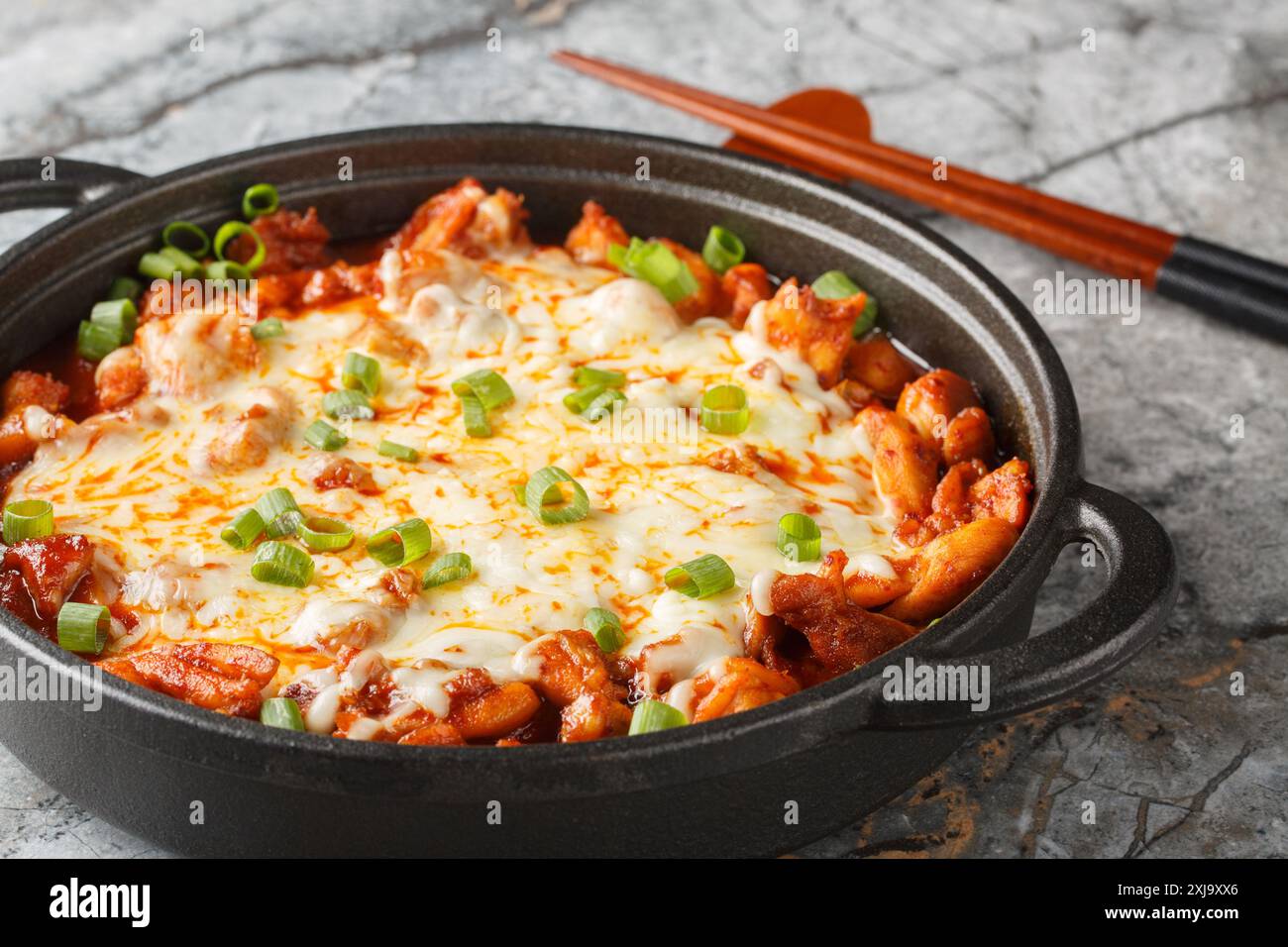 Korean Buldak Fire Chicken made of stir-fried spicy chicken thats been ...